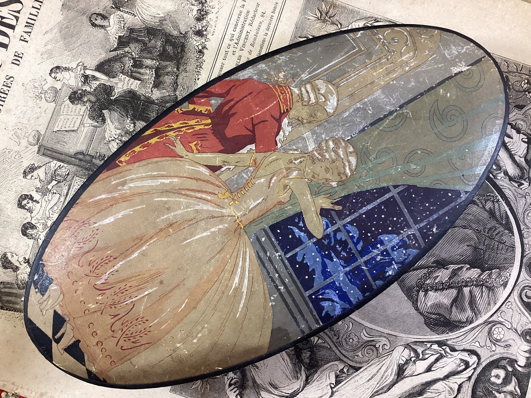 French Antique Cardboard Box Decorated With Romantic Couple in 1800s ...