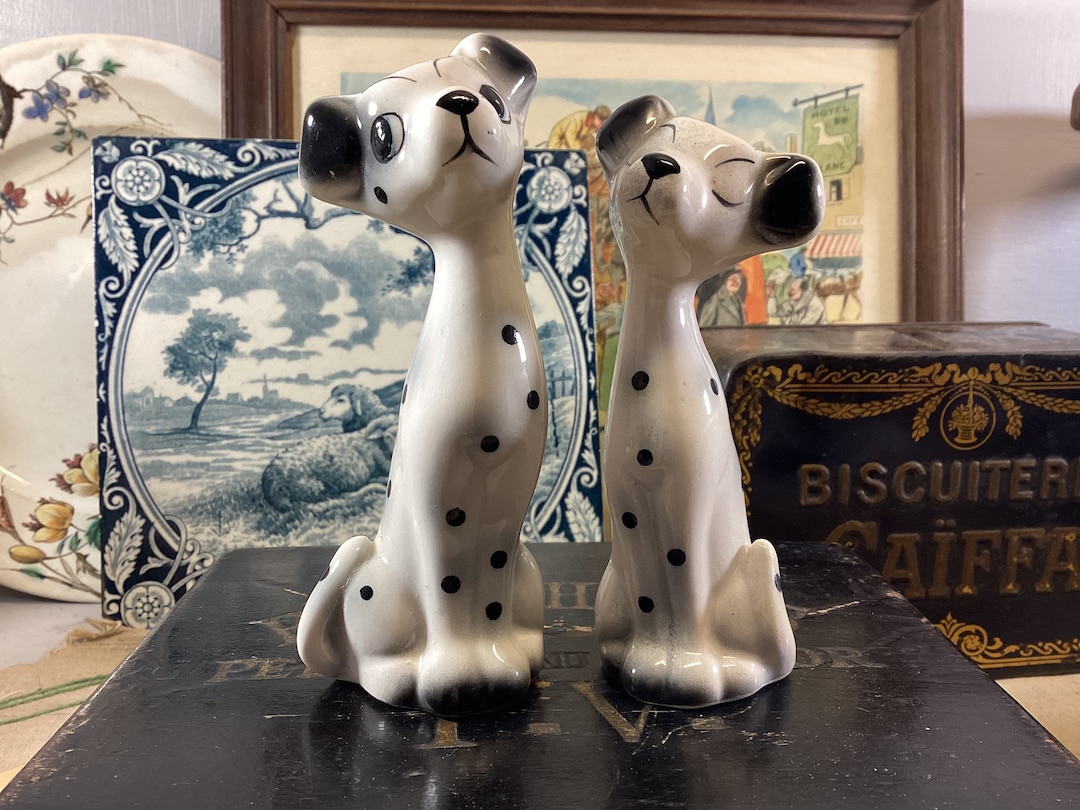 Vintage Ceramic Long Neck Dalmatian Dogs, Retro Ceramic Dogs, Pair of ...