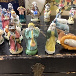 19 Vintage French Feves Miniature Nativity Set Ceramic Christmas Feves ...