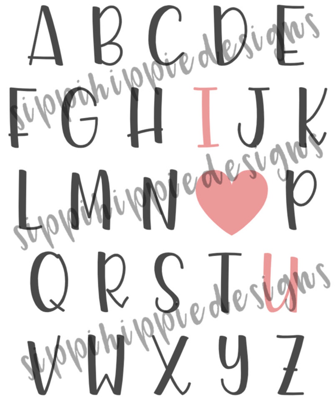I Heart You Alphabet SVG - Etsy