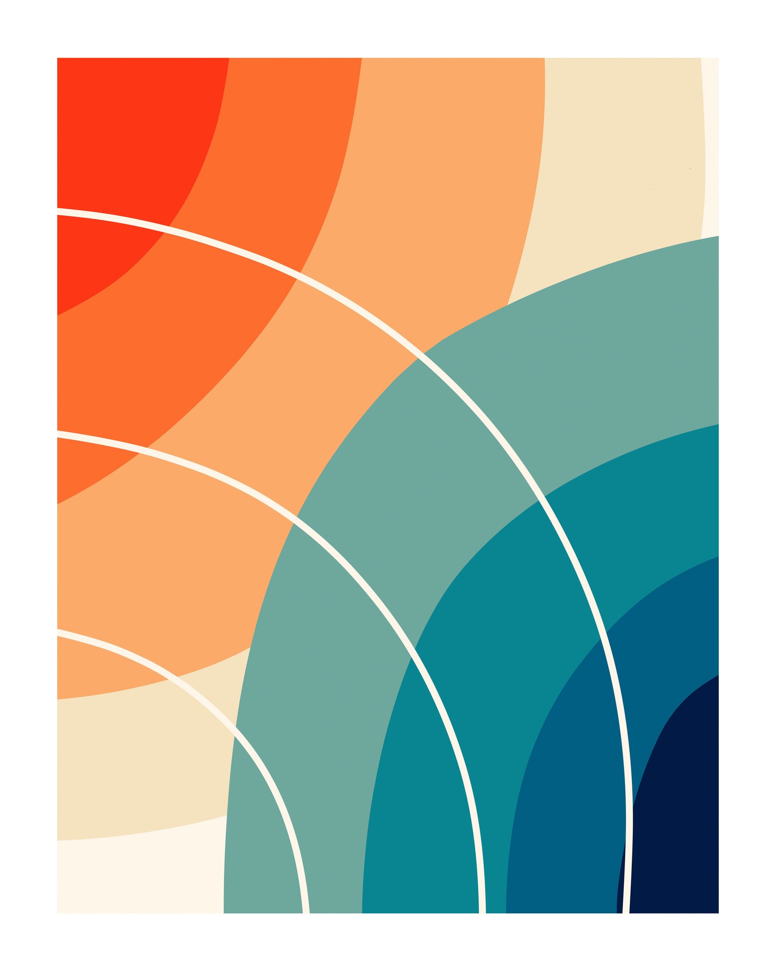 Rainbow Retro Decor. Retro Poster. Vintage Wall Art. Retro Colors. Line ...