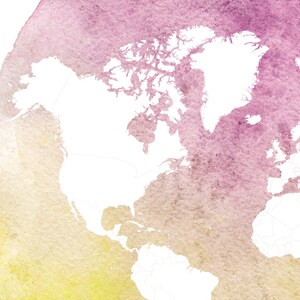 Bright Purple Map of the World. World Map Wall Art. Colorful Map Art ...