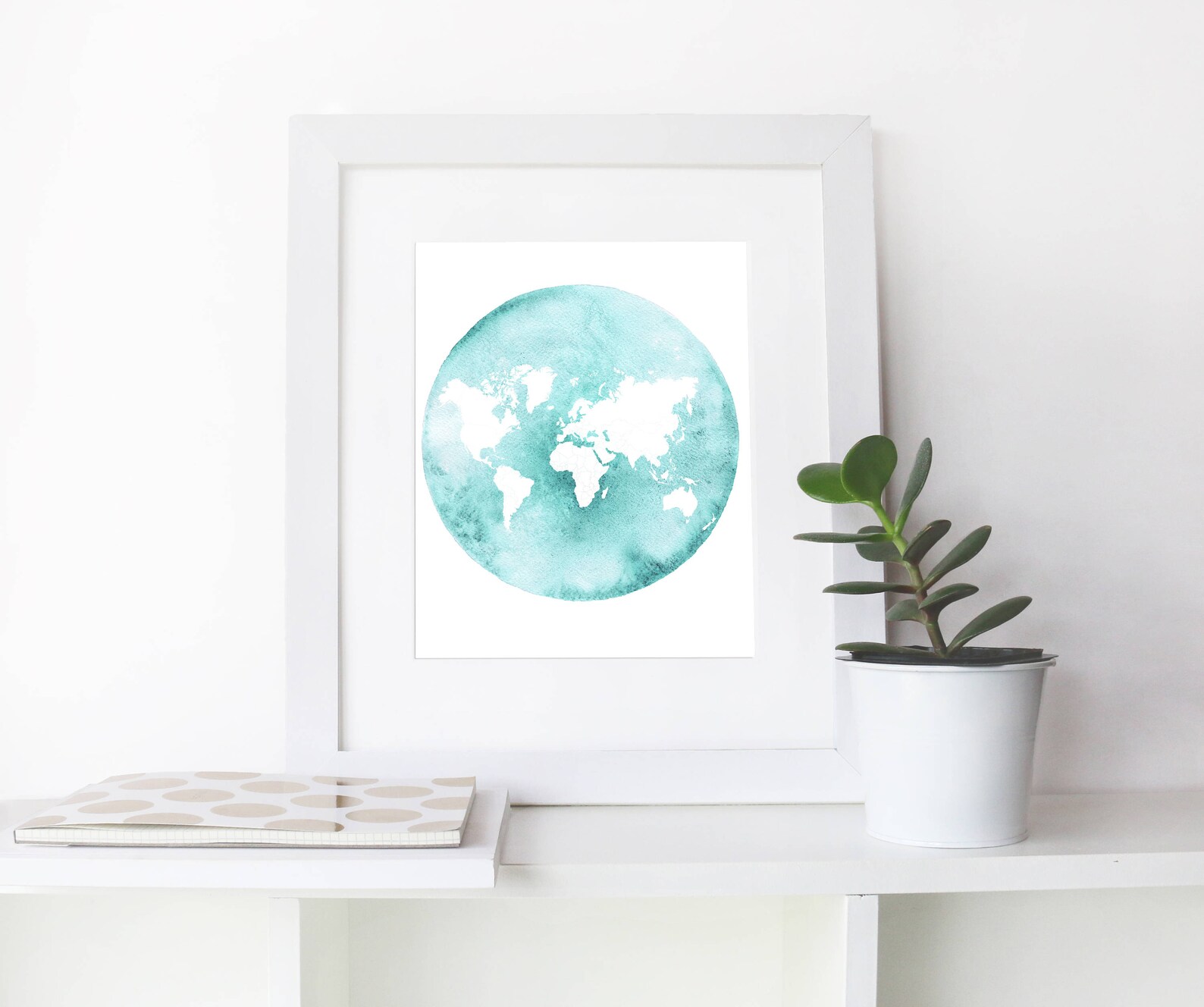 Map of the World. World Map Wall Art. Turquoise Map Art. World Map ...