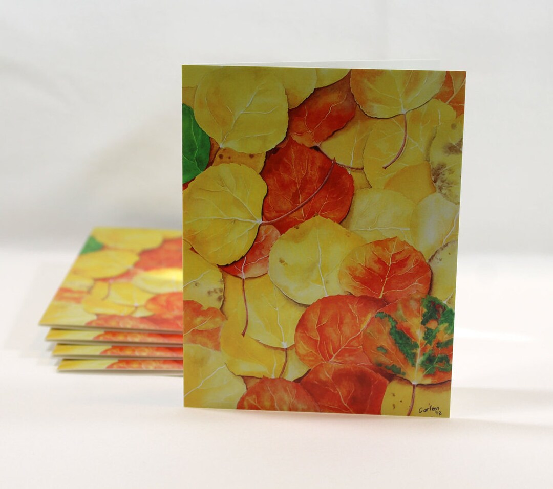 Fall Colors - Aspen Leaves, Set of 5 Note Cards With Envelopes From My ...