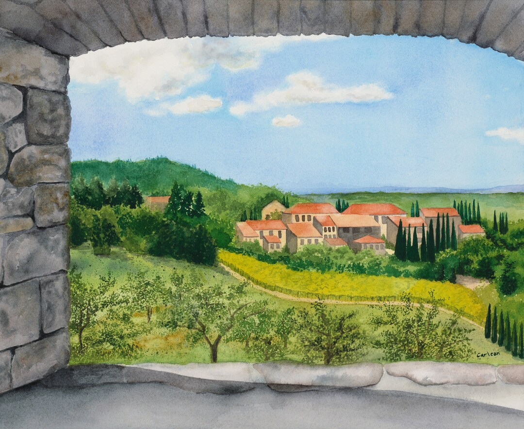 A Tuscan View, Giclee Print From Original Watercolor Painting - Etsy