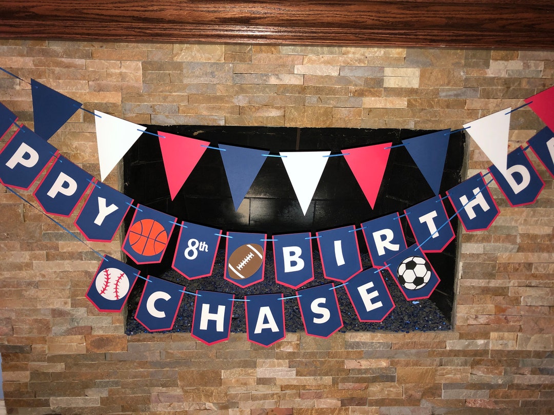 Multi-sports Birthday Banners With Garland- Birthday/father's Day Decor ...