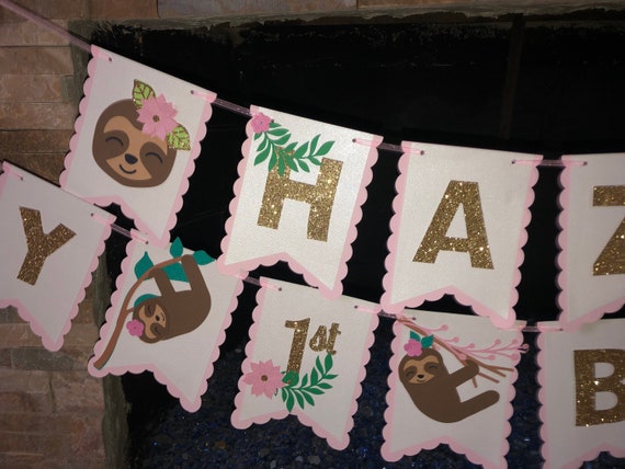 Birthday Banner Sloth Theme Party Decorations/birthday - Etsy