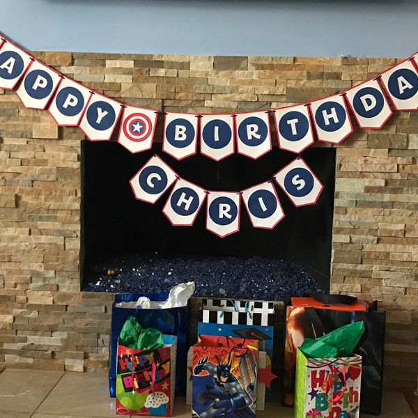 Captain America Happy Birthday Banner - Etsy
