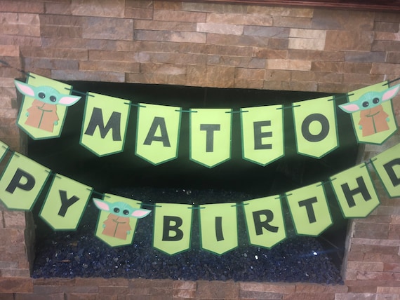 Happy Birthday Banner Baby Yoda Birthday Party - Etsy