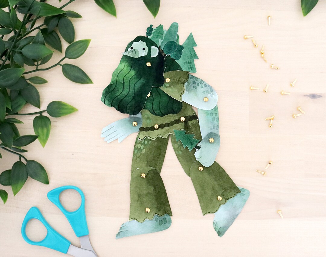 Articulated Forest Troll Paper Puppet Printable, Instant DIY Digital ...