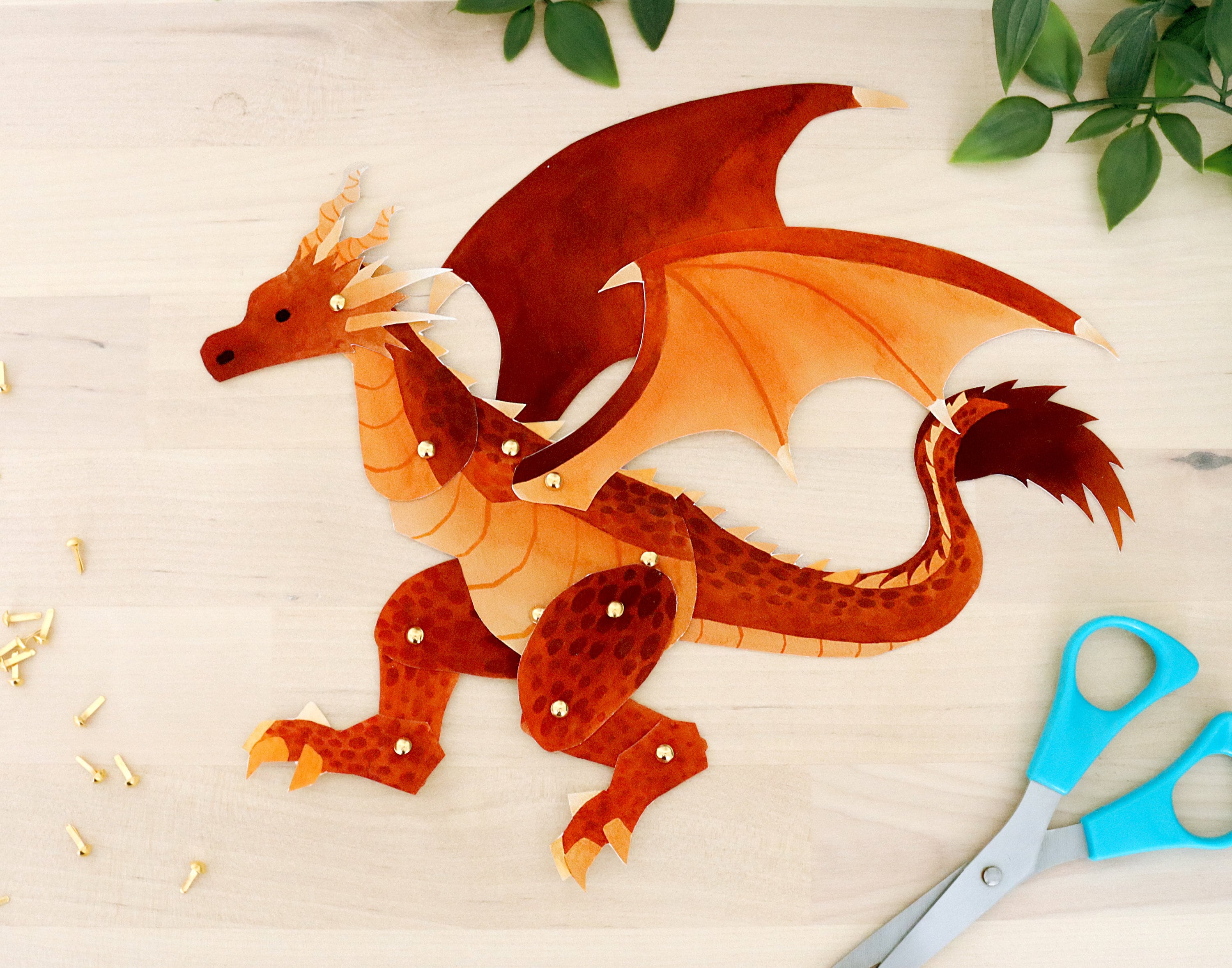 Articulated Dragon Paper Puppet Printable, Instant DIY Digital Download ...