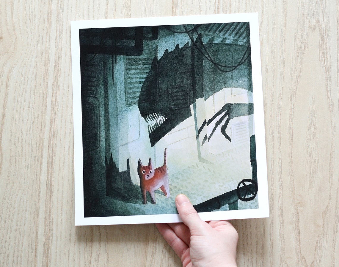 Alien Xenomorph and Jonesy Illustrated Art Print 23cm X 21cm - Etsy