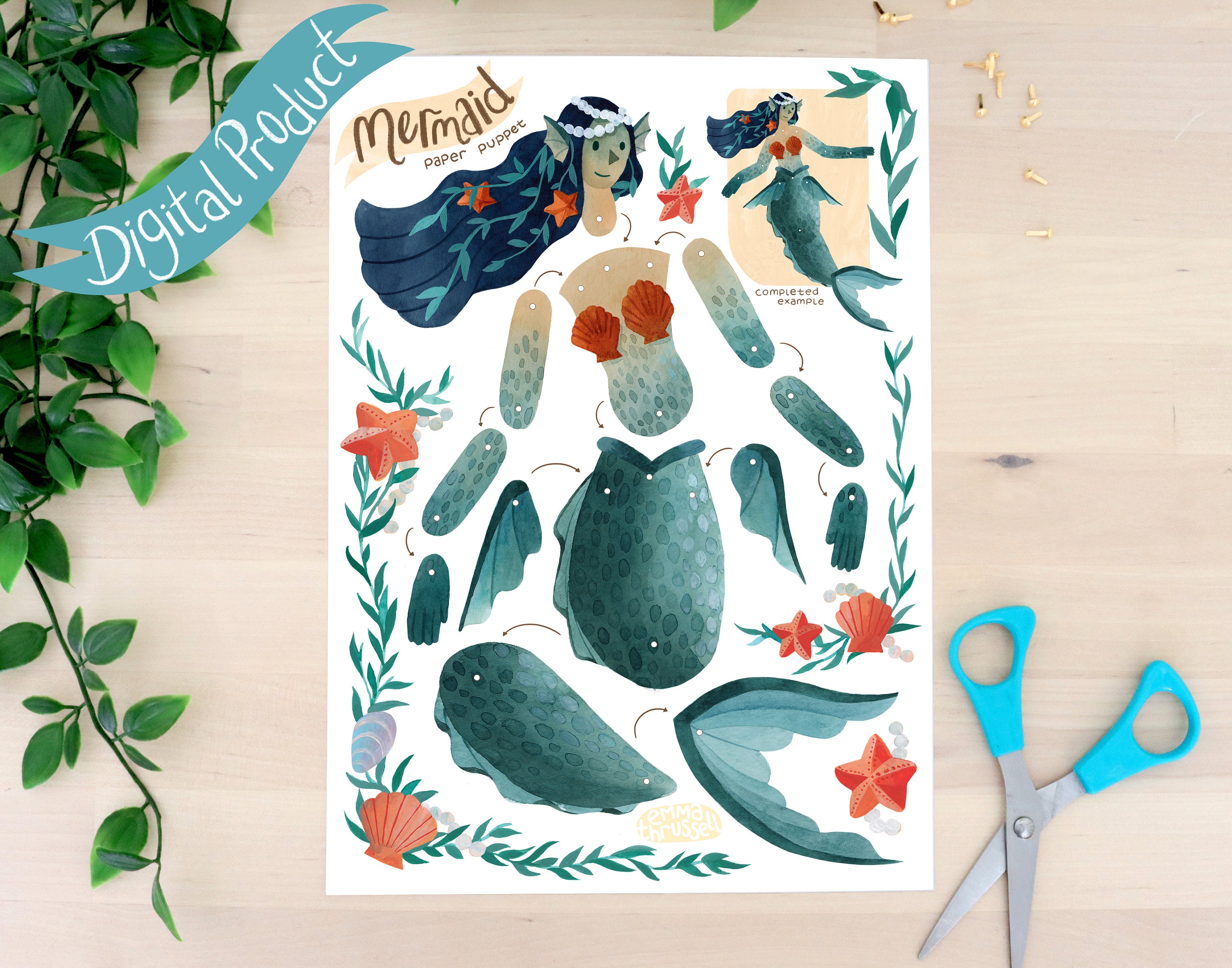 Set of 5 Articulated Mythical Creature Paper Puppet Printables, Instant ...