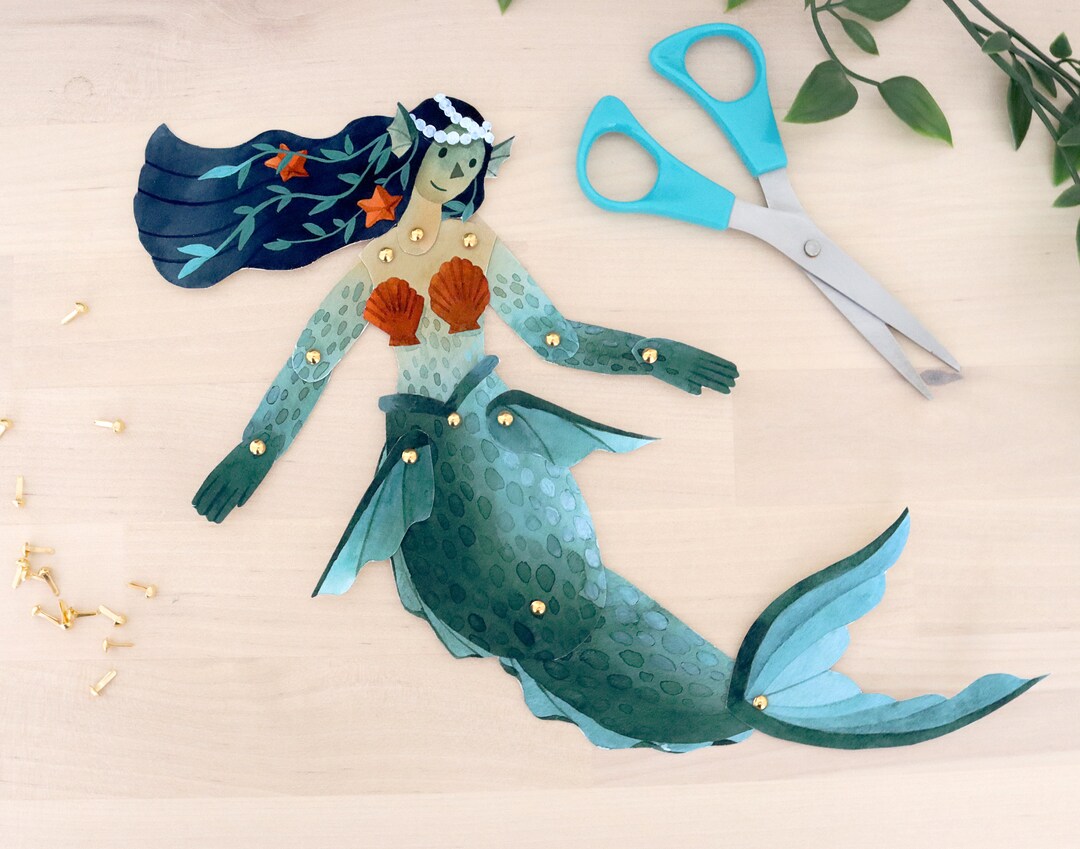Articulated Mermaid Paper Puppet Printable, Instant DIY Digital ...