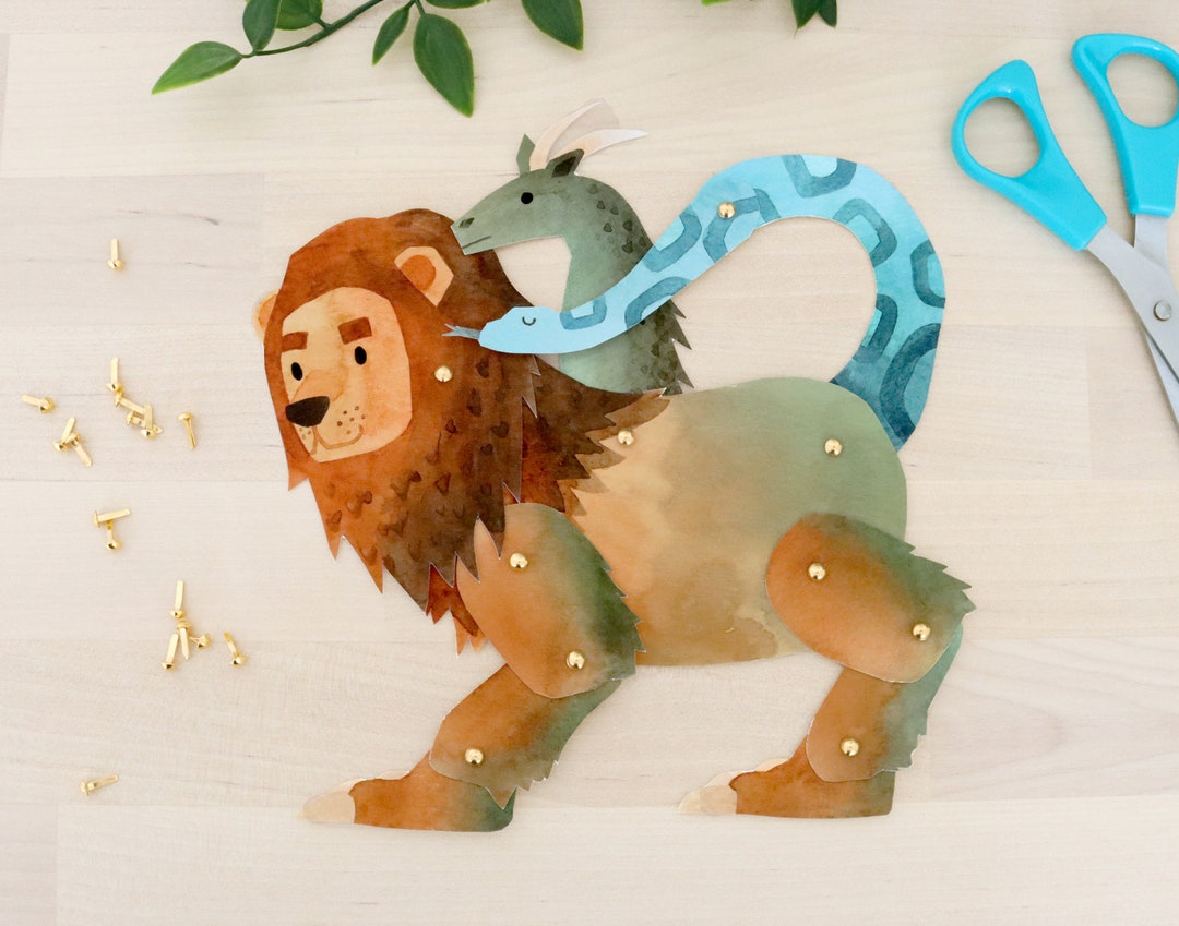 Articulated Chimera Paper Puppet Printable, Instant DIY Digital ...