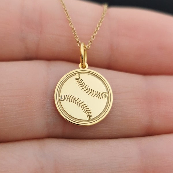 Personalized 14k Gold Baseball Necklace - Etsy