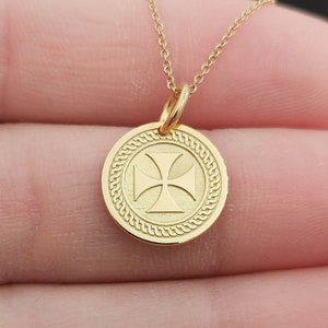 Dainty 14k Solid Gold Cross Pattee Necklace, Personalized Cross Pattee ...