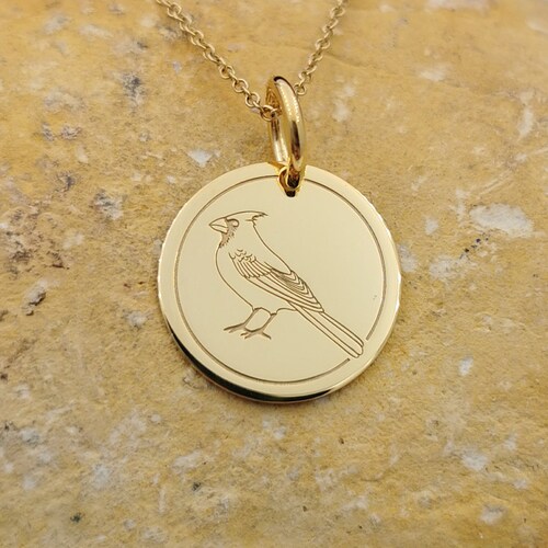 Dainty 14k Solid Gold Cardinal Necklace Personalized Cardinal | Etsy