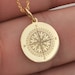 14K Solid Gold Compass Necklace, Compass Jewelry, Compass Gift, Compass ...