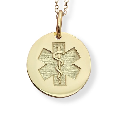 14k Solid Gold Medical Alert Necklace Personalized Medical - Etsy