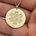 14k Solid Gold Medical Alert Necklace, Personalized Medical Alert ...
