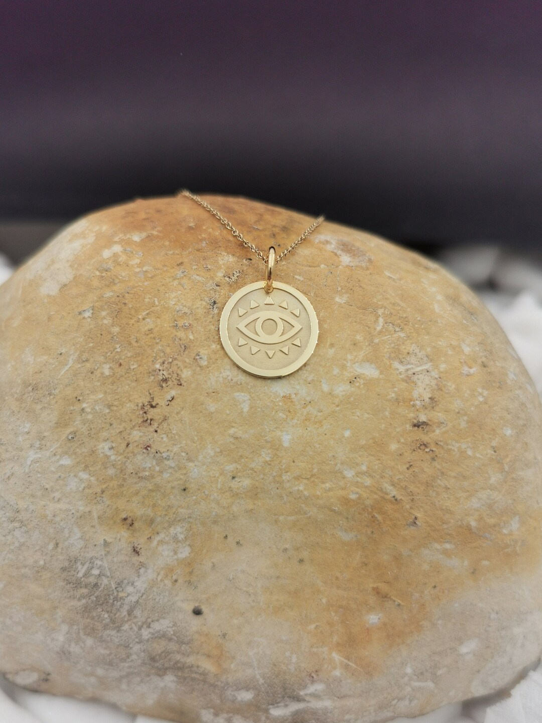 Dainty 14k Solid Gold Third Eye Necklace, Personalized Eye of ...