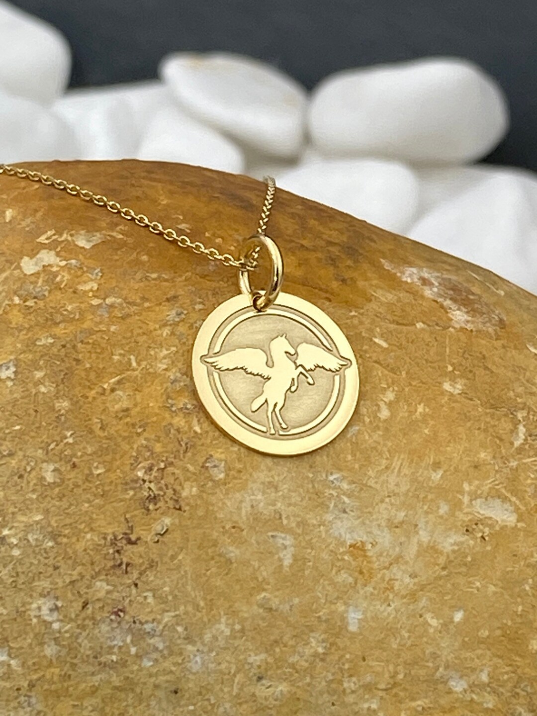 Dainty 14k Solid Gold Pegasus Necklace: Greek Mythology Pendant - Etsy