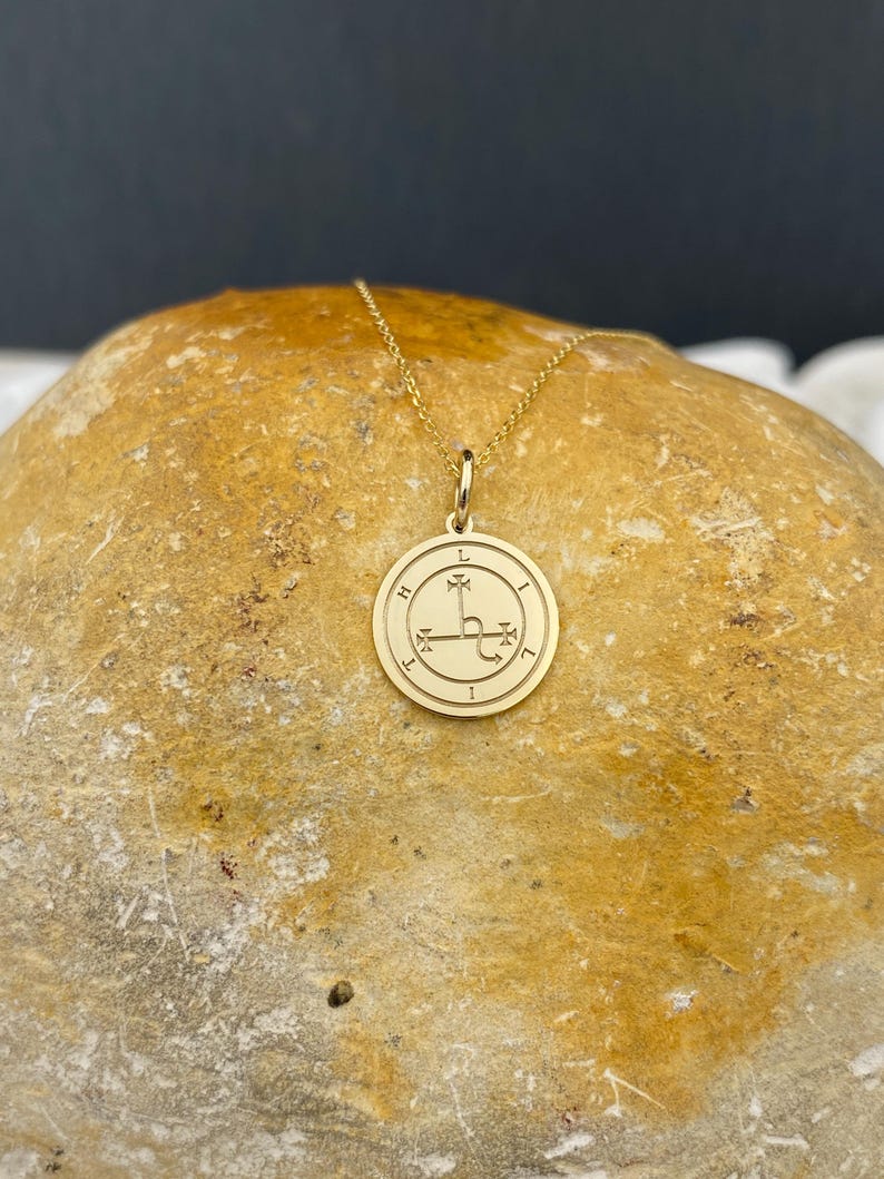 Dainty 14k Solid Gold Sigil of Lilith Necklace, Personalized Sigil of ...
