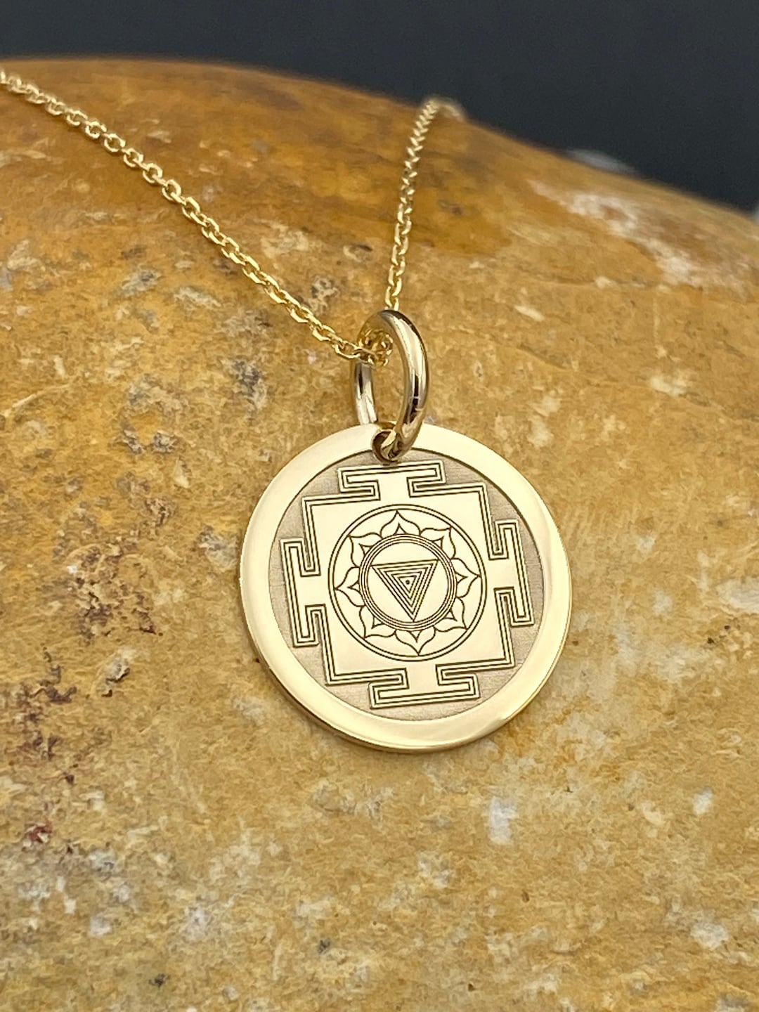Dainty 14k Solid Gold Kali Yantra Necklace, Personalized Kali Yantra ...