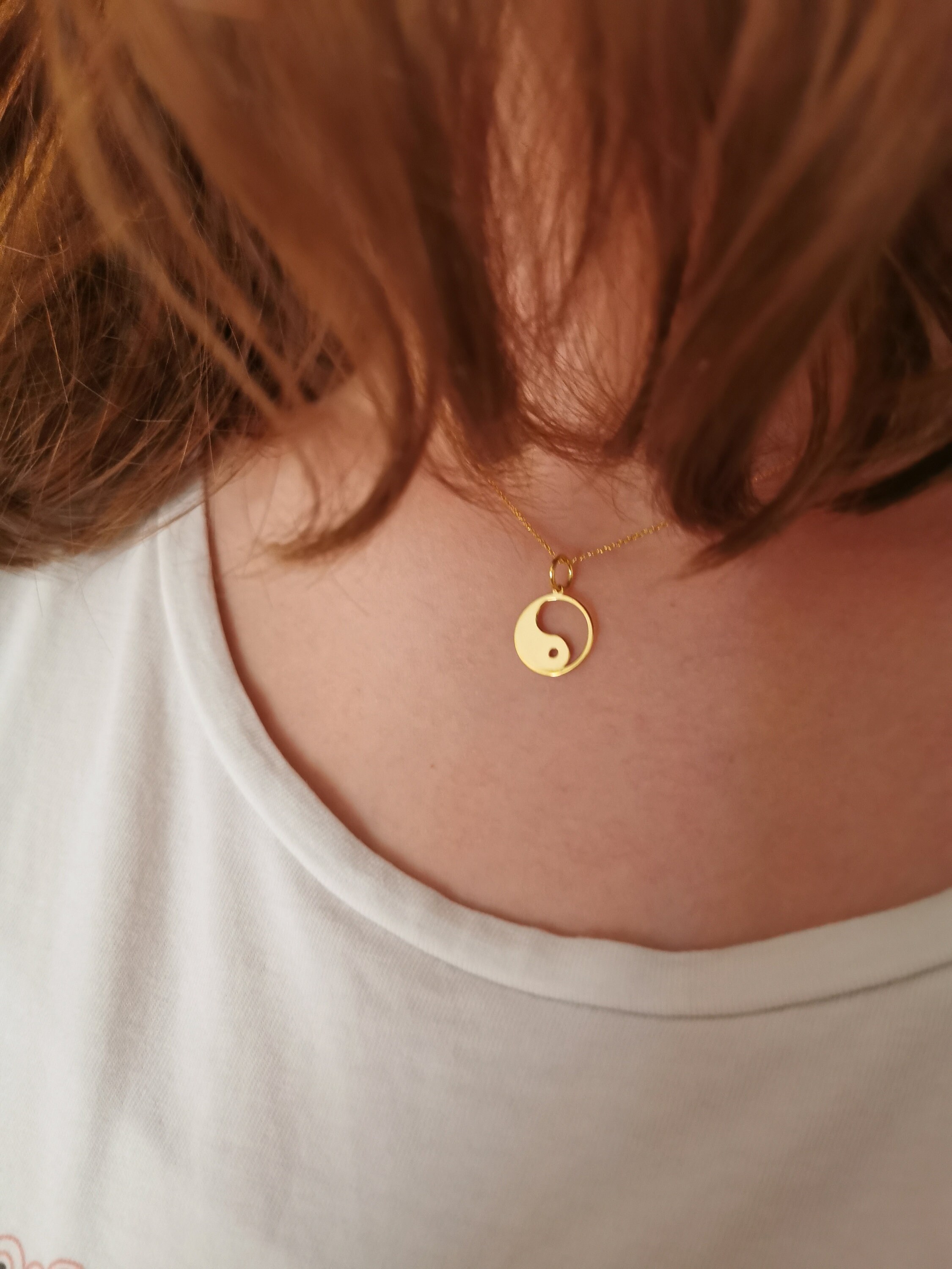 Dainty Solid Gold Yin Yang Necklace 14K Gold Necklace Yin | Etsy