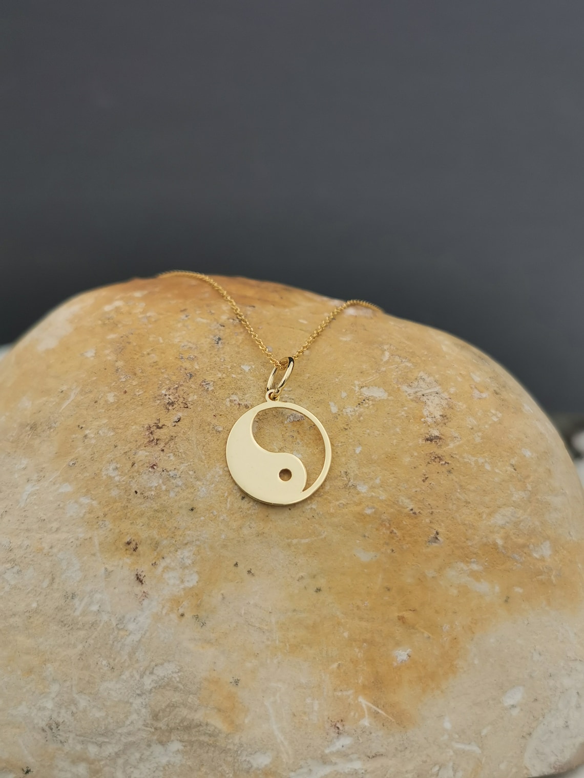 Dainty Solid Gold Yin Yang Necklace 14K Gold Necklace Yin | Etsy