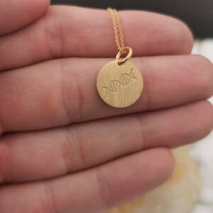 Dainty 14K Solid Gold DNA Necklace, 14K DNA Pendant, Science Gift ...