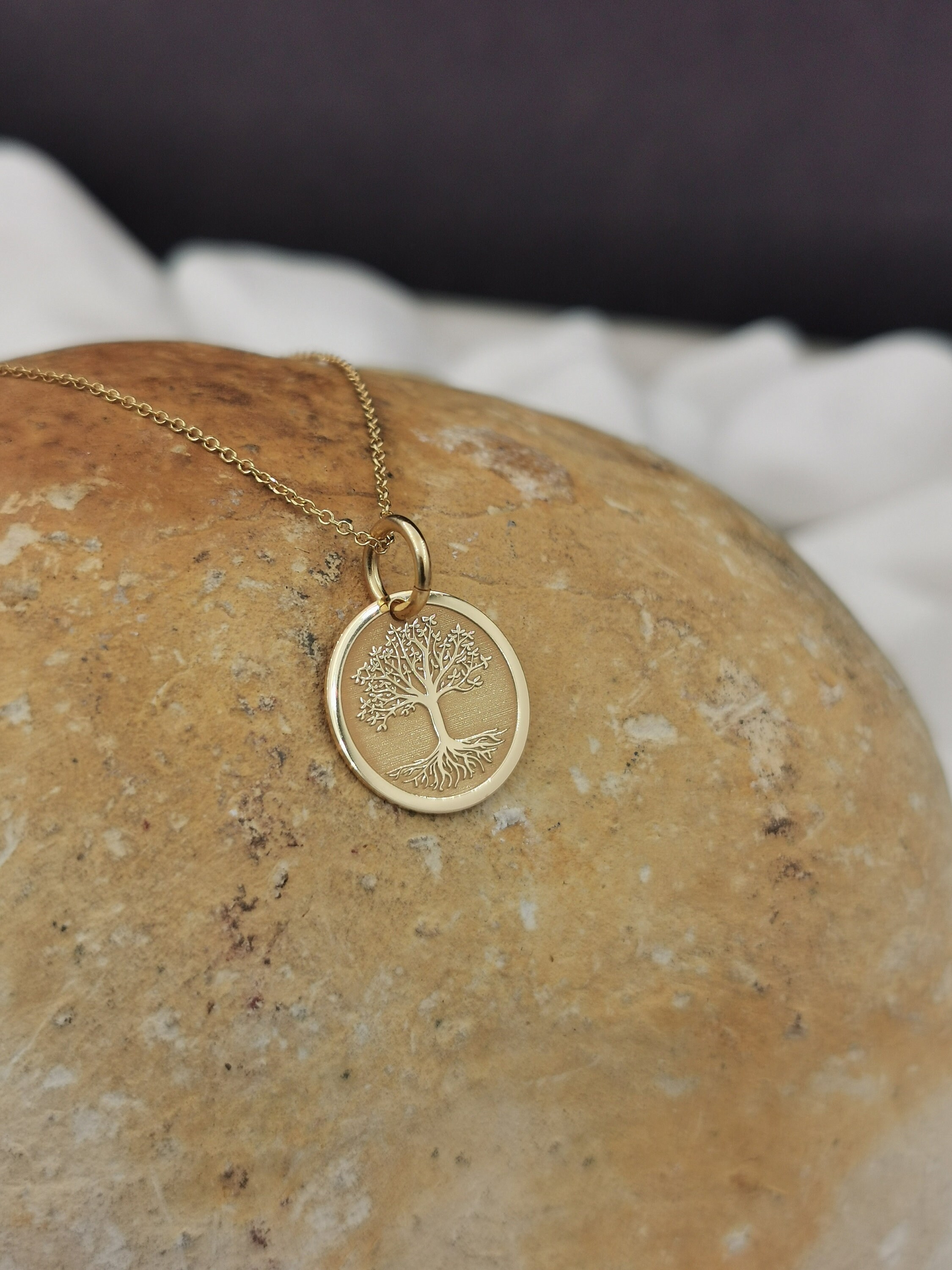 Dainty 14k Solid Gold Tree of life Necklace Gold Tree | Etsy