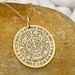 14k Aztec Calendar Necklace, Personalized Mayan Sun Calendar Pendant ...