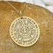 14k Aztec Calendar Necklace, Personalized Mayan Sun Calendar Pendant ...