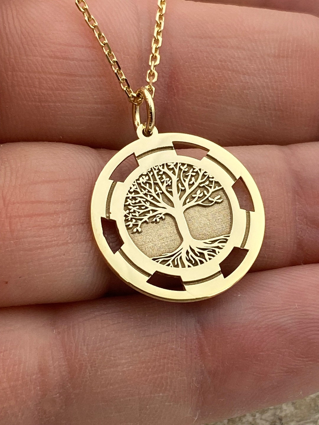 14k Solid Gold Tree of Life Necklace, Gold Tree Necklace, Custom Tree ...