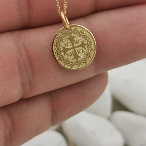 Dainty 14k Solid Gold Episcopal Cross Necklace Personalized - Etsy