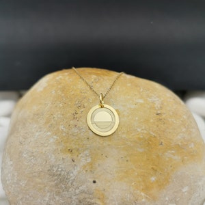 Dainty 14k Solid Gold Sunset and the Sea Necklace, Personalized Sunset ...