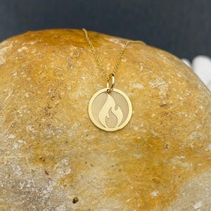 Dainty 14k Solid Gold Fire Necklace, Personalized Fire Pendant, Fire ...