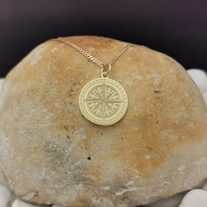 Compass Necklace, Compass Jewelry, 14K Solid Gold Necklace, Compass ...