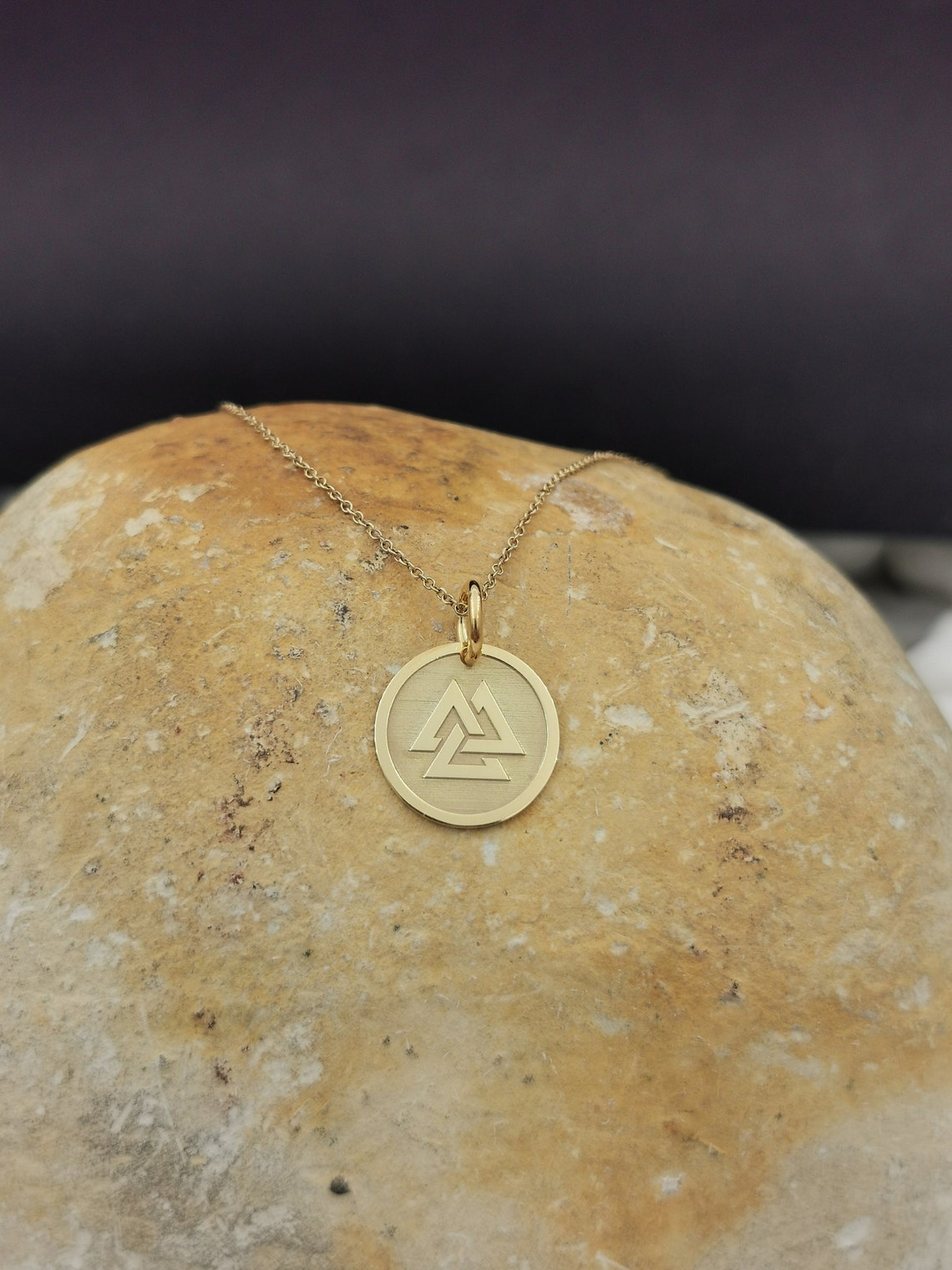 14k Solid Gold Valknut Viking Necklace Personalized Valknut | Etsy