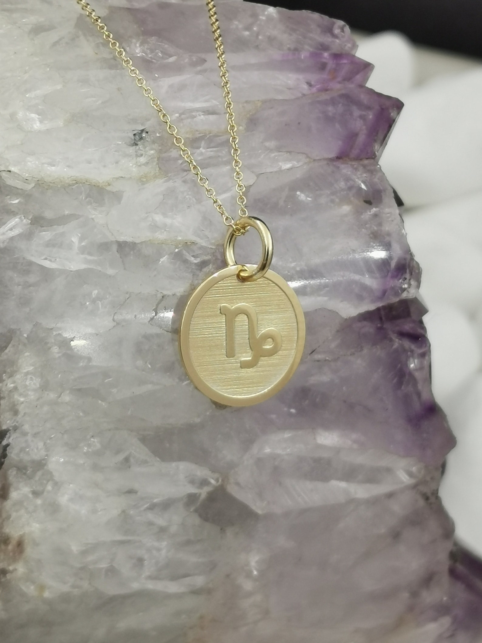 Dainty 14k Solid Gold Capricorn Zodiac Necklace, Capricorn Symbol ...