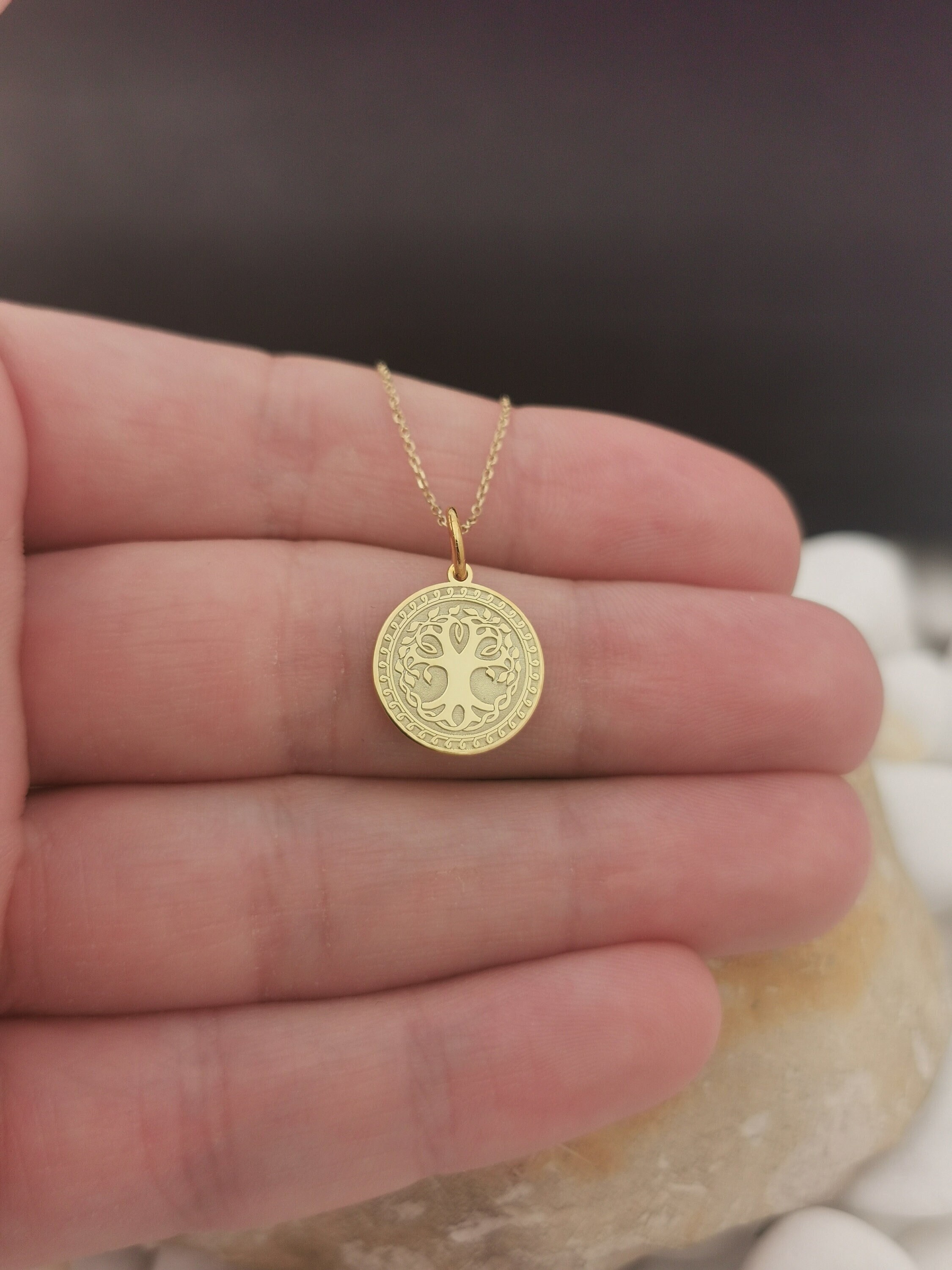 Dainty 14k Solid Gold Tree of Life Necklace, Gold Tree Necklace, Custom ...