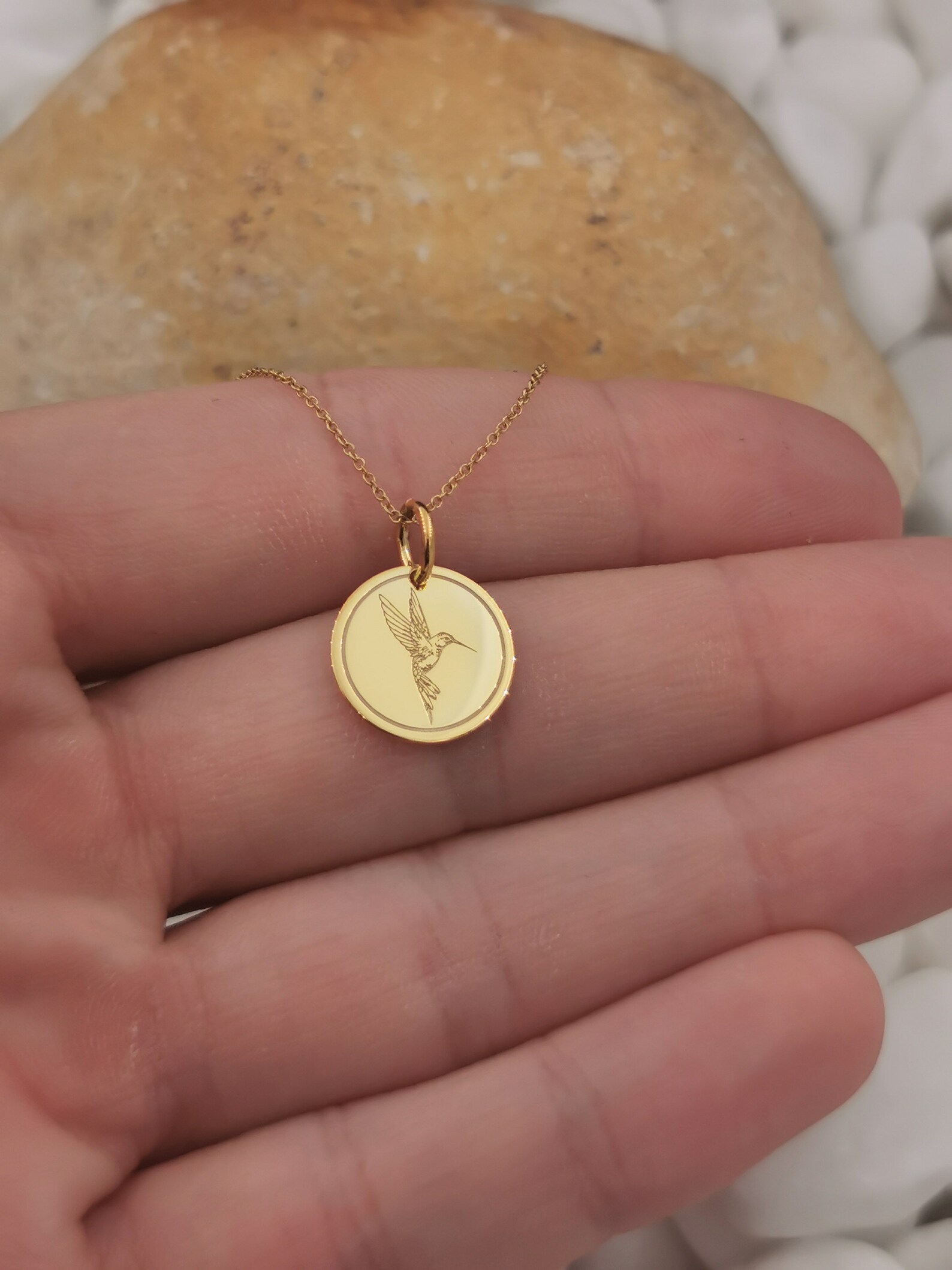 K14 collier en or massif collier Colibri collier animal - Etsy France