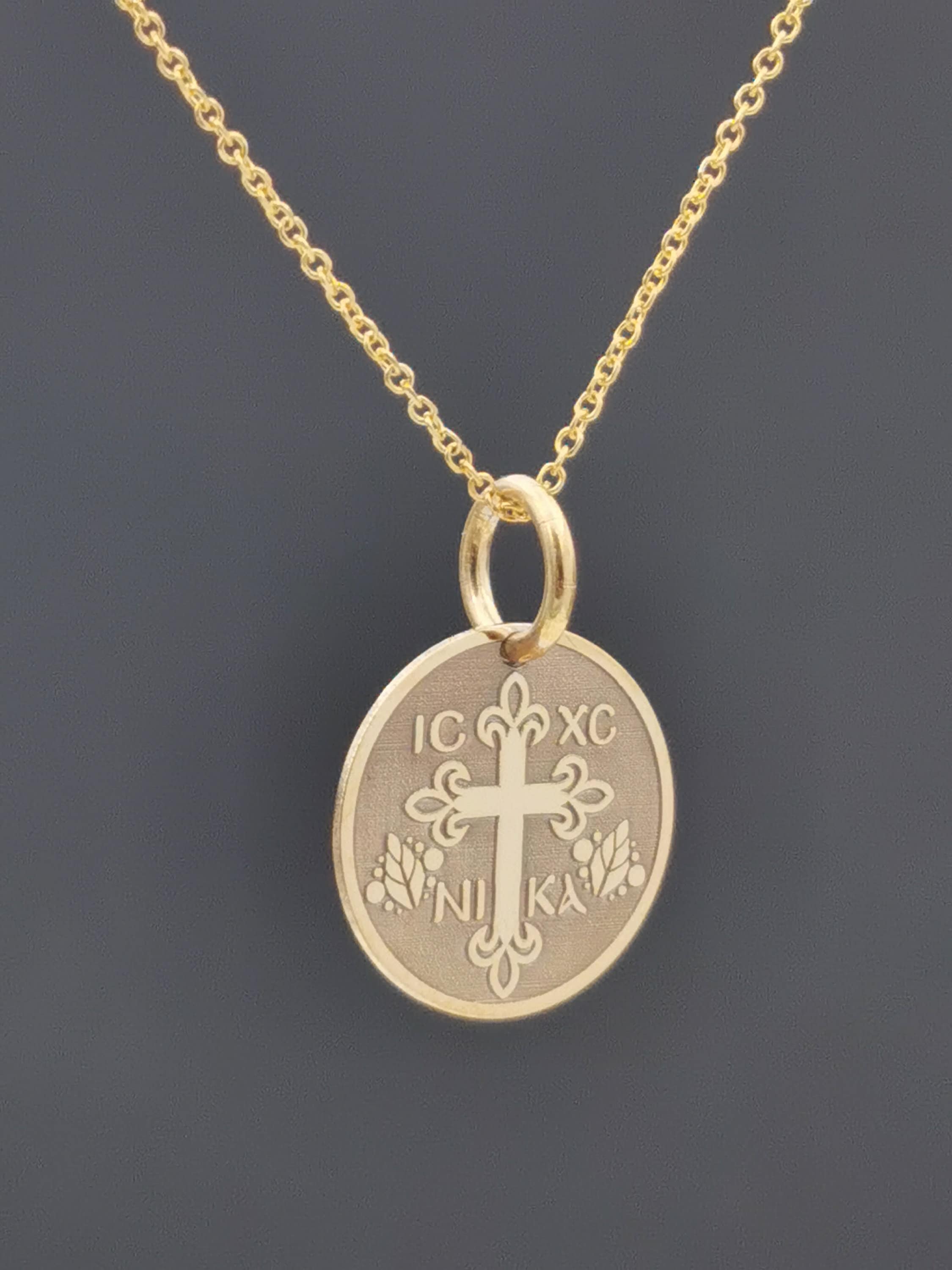 Personalized 14k Solid Gold Dainty Cross Coin Necklace for Protection ...