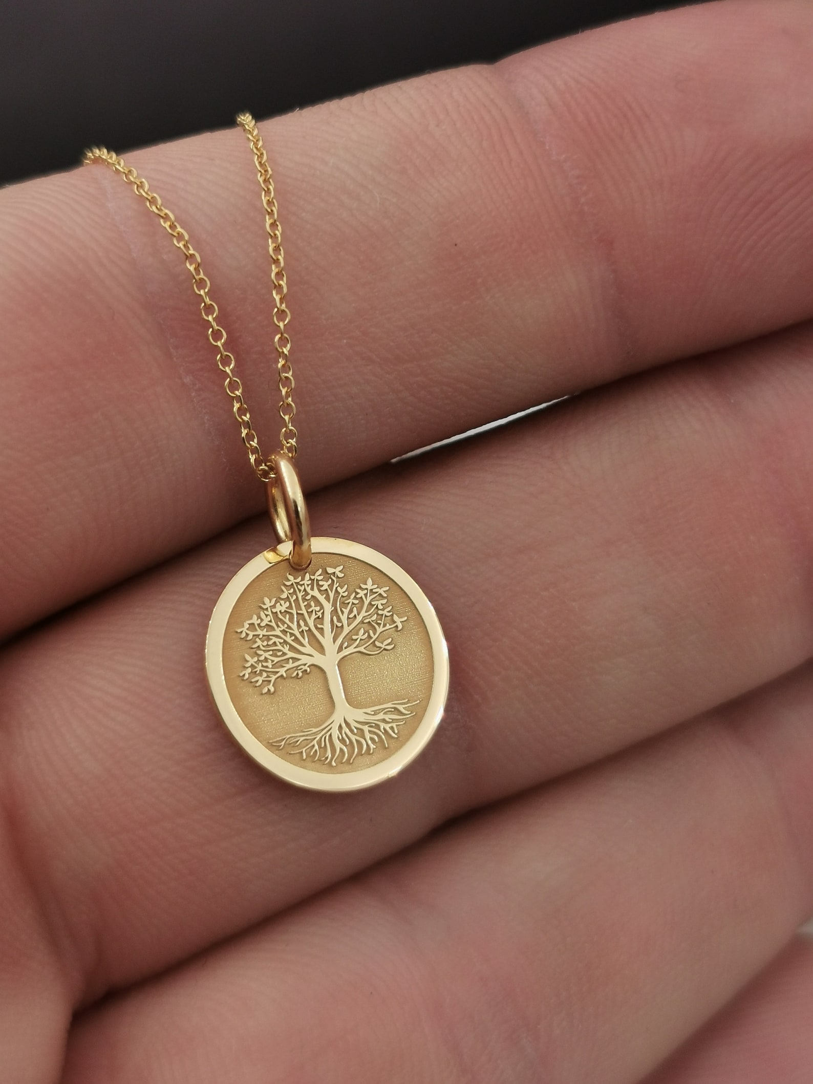 Dainty 14k Solid Gold Tree of Life Necklace Gold Tree | Etsy