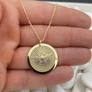 Dainty 14k Solid Gold Holy Spirit Necklace, Personalized Holy Spirit ...