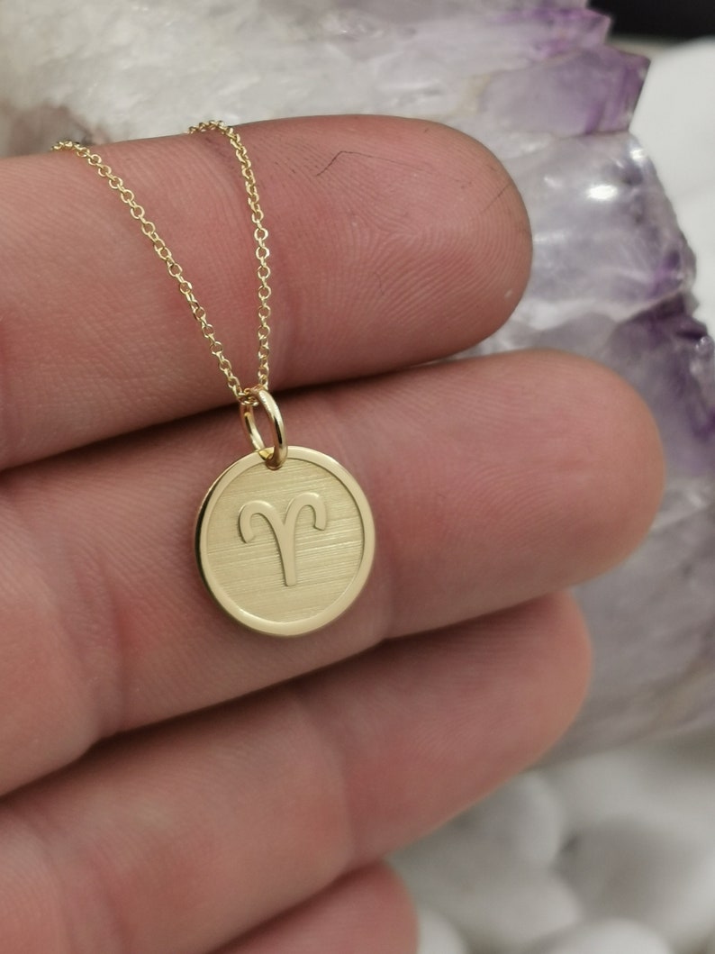 Dainty 14k Solid Gold Aries Zodiac Necklace Aries Symbol - Etsy