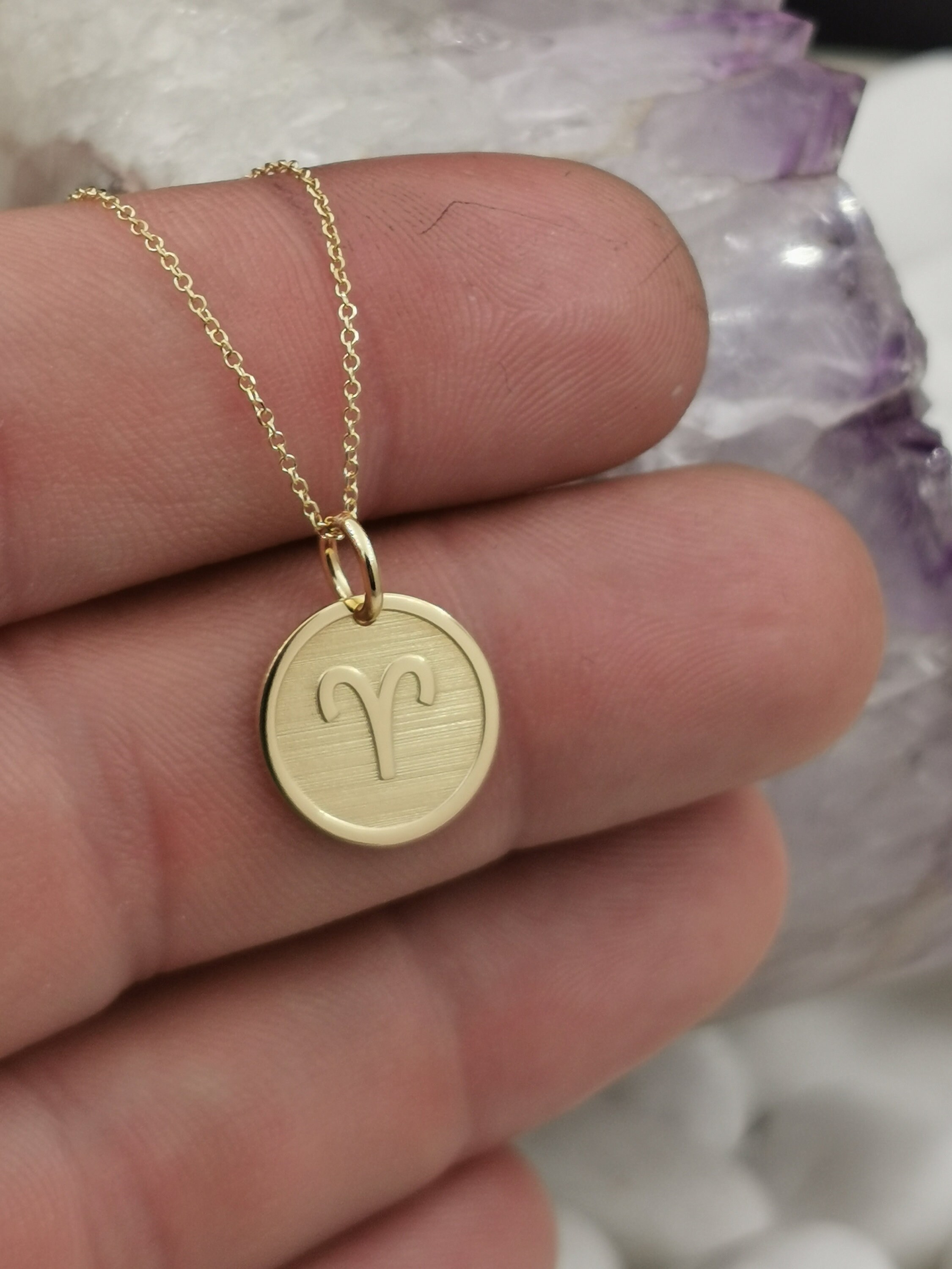 Dainty 14k Solid Gold Aries Zodiac Necklace Aries Symbol - Etsy
