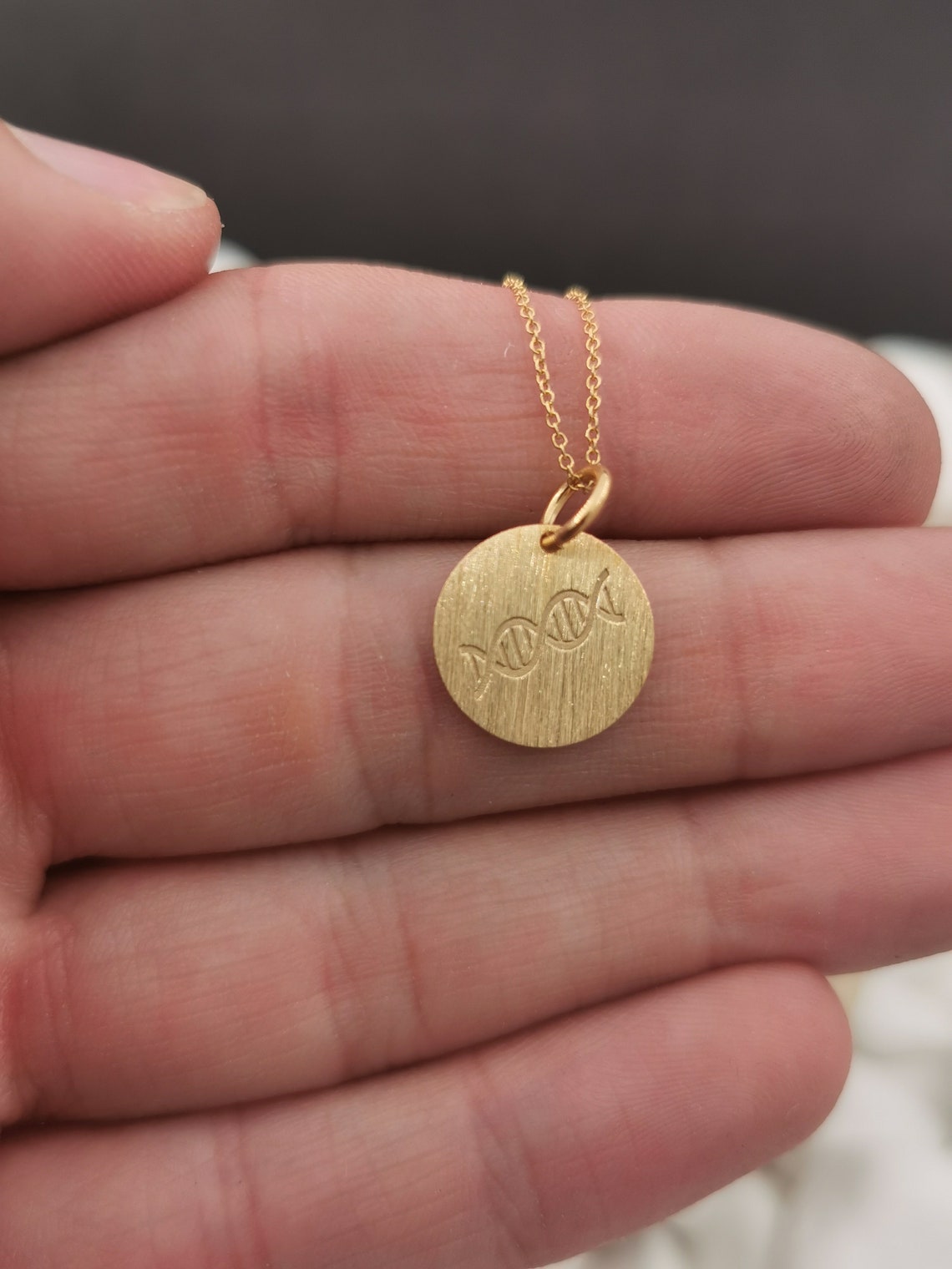 Dainty 14K Solid Gold DNA Necklace 14K DNA Pendant Science - Etsy